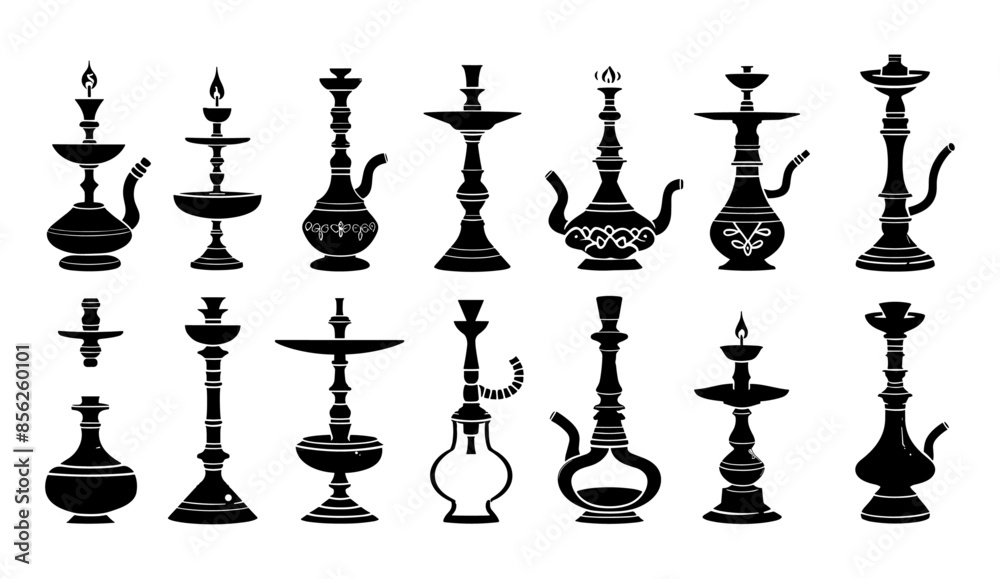 Vetor de Template of shisha and hookah logos, illustrations, labels ...