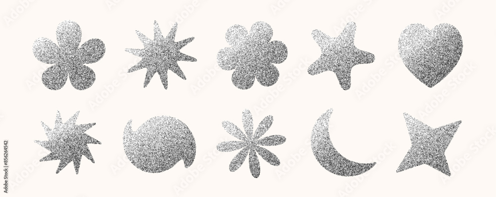Texture grain noise abstract shapes. Elements with grain texture set ...