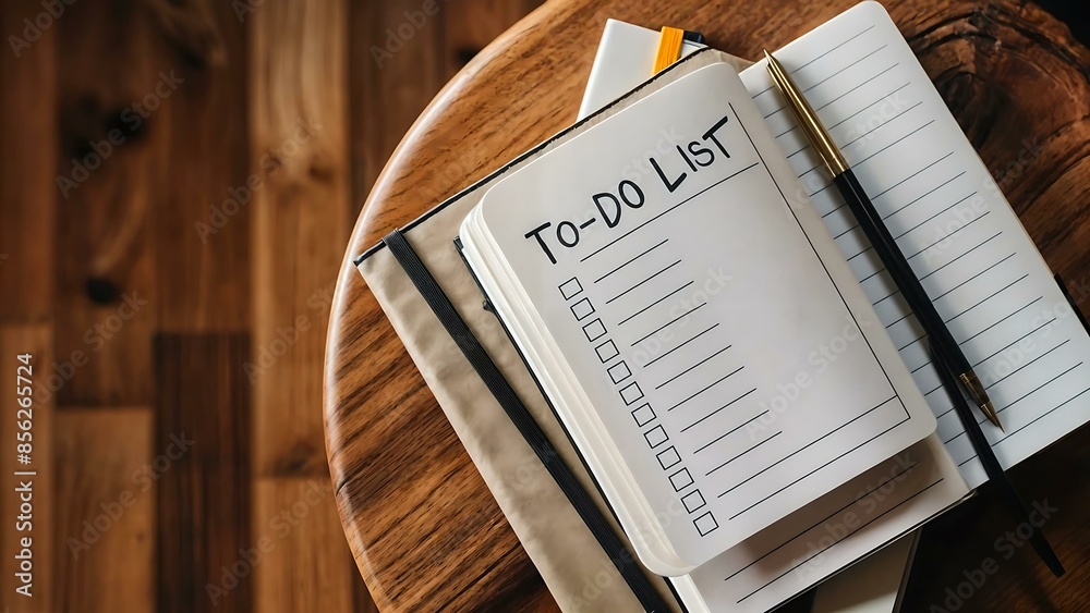 an open notebook with a “To-Do List” header and blank lines featuring ...