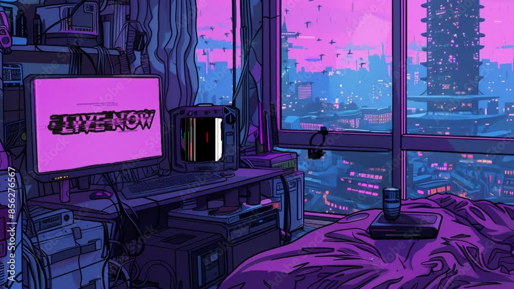 Live Now title screen, overlay loop, animated virtual backgrounds, cozy ...