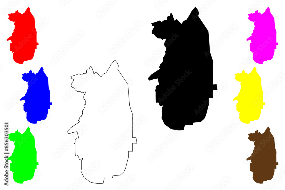 Vetor de Faridabad City (Republic of India, Haryana State) map vector ...