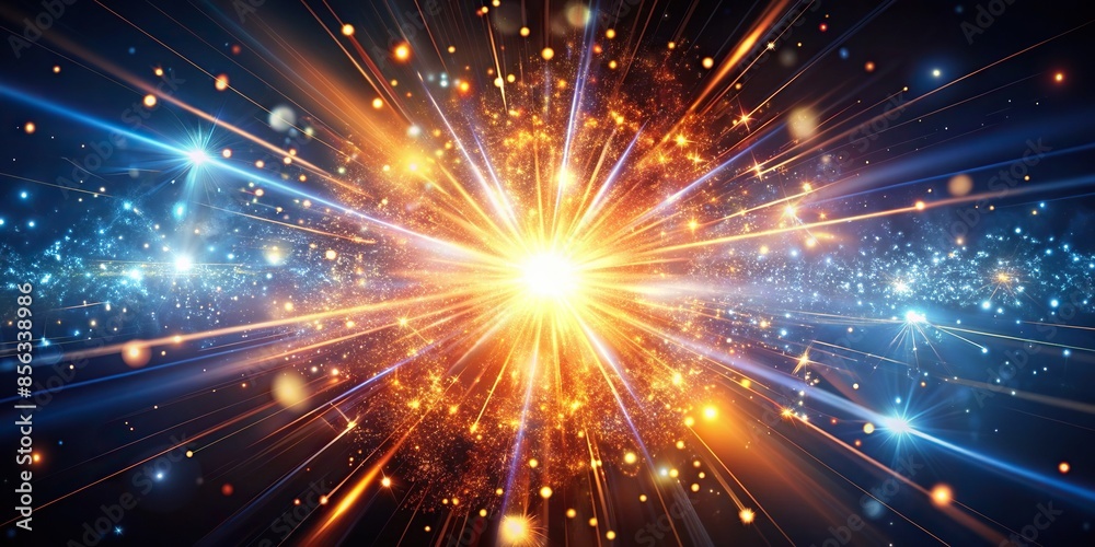 Particle explosions with bursts of light and swirling shapes, particles ...