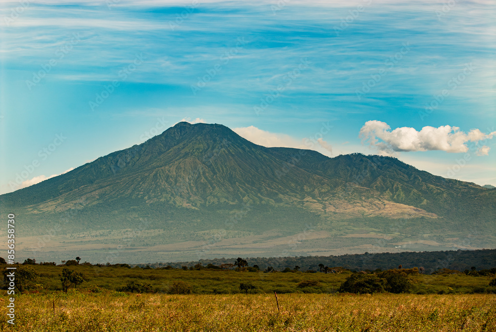 Mount Gn. Merapi in front of Kawah Ijen from the savanna of "Taman ...