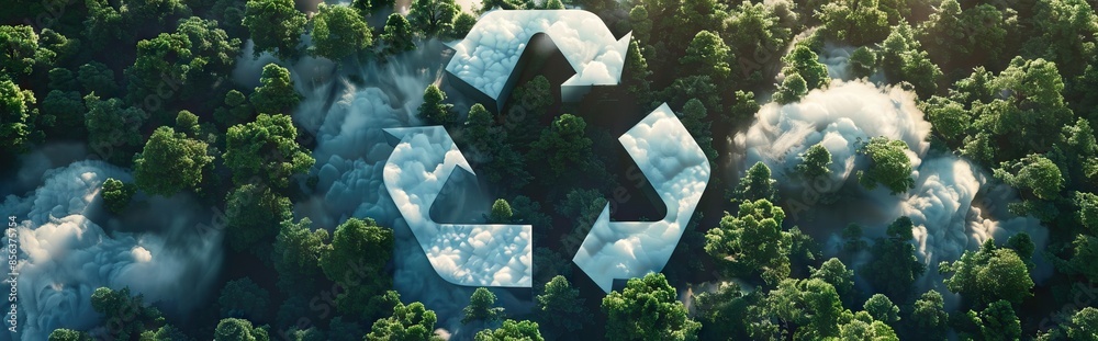 Recycle symbol on the forest background . Ecological concept. Ecology ...