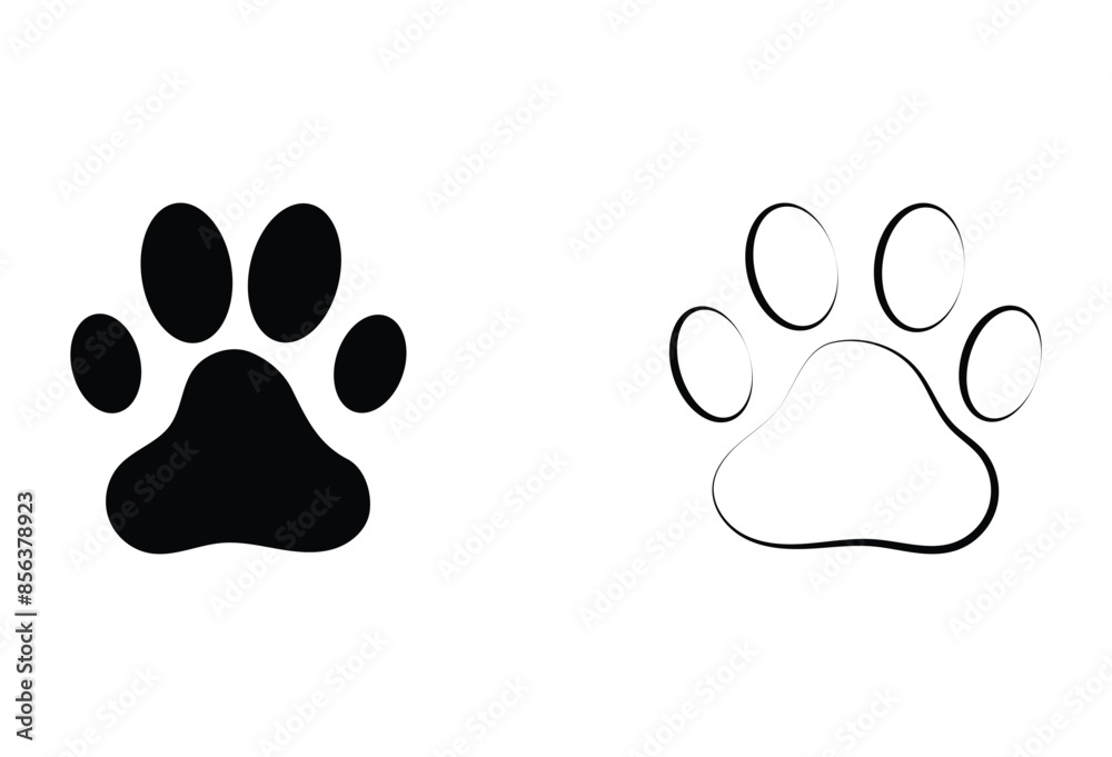 Paw icon set vector. paw print sign and symbol. dog or cat paw. paw ...