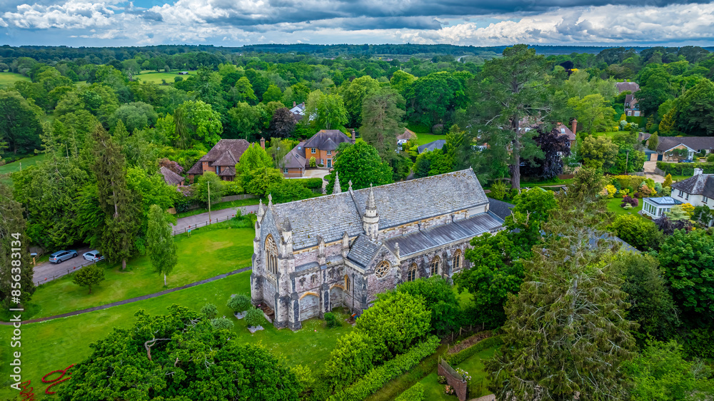 Aerial view of Brockenhurst, the largest village by population within ...