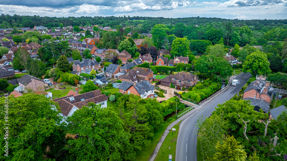 Aerial view of Brockenhurst, the largest village by population within ...