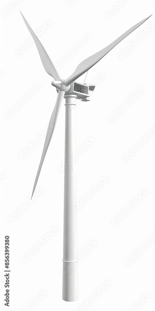 A white wind turbine with a transparent background in PNG format shown ...