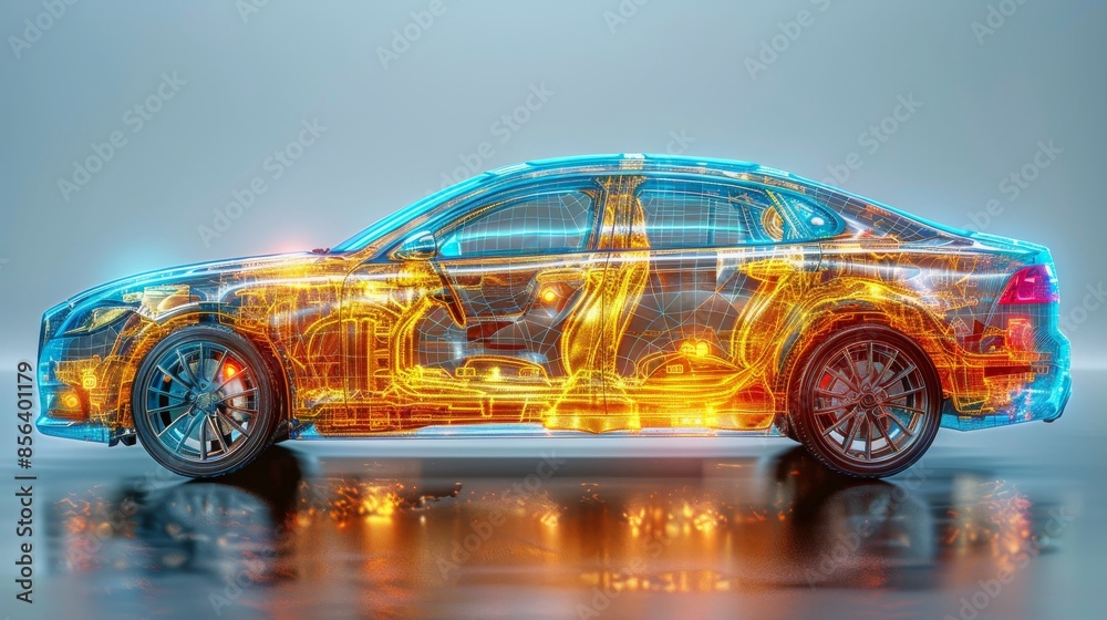 X-ray image of a car / 3D render image of a car X-ray Stock ...