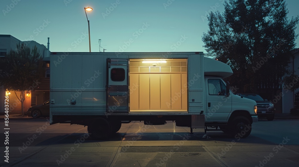 "Side-Opening Commercial Box Truck Displayed in a High-Resolution Photo ...