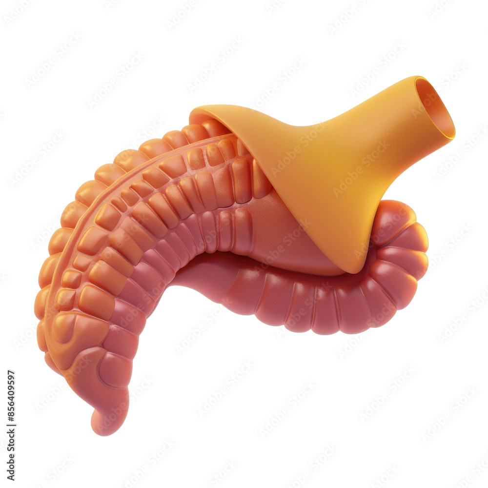 3D illustration of pancreas anatomy. Realistic medical depiction ...