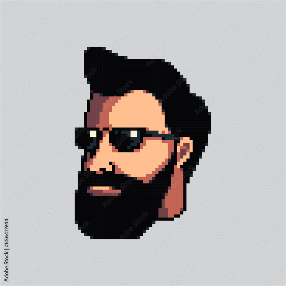 Pixel art illustration Bearded Face. Pixelated Beard Hair. Bearded Face ...