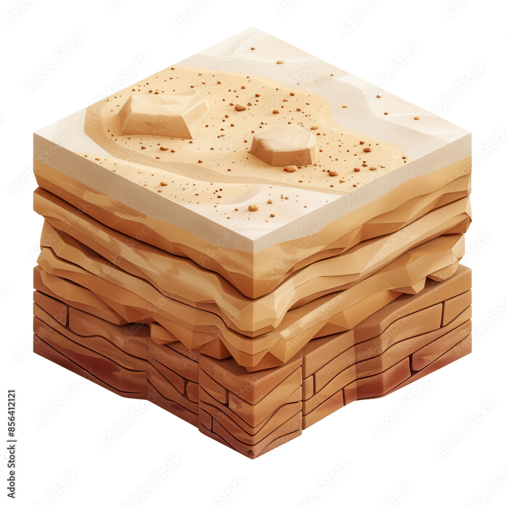 Detailed illustration of layered earth structure displaying geological ...