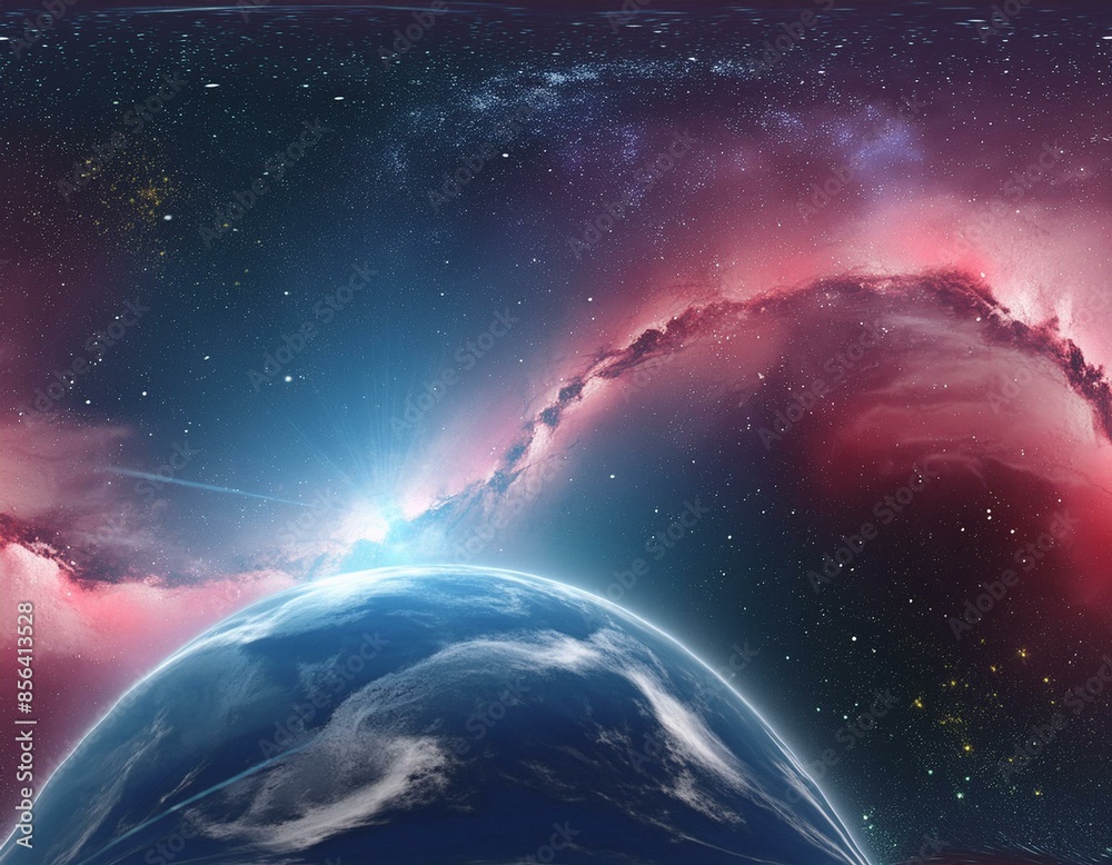 360 degree space nebula panorama, equirectangular projection ...