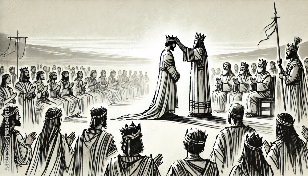 David becomes king — 2 Samuel 5. Digital illustration. Stock Photo ...