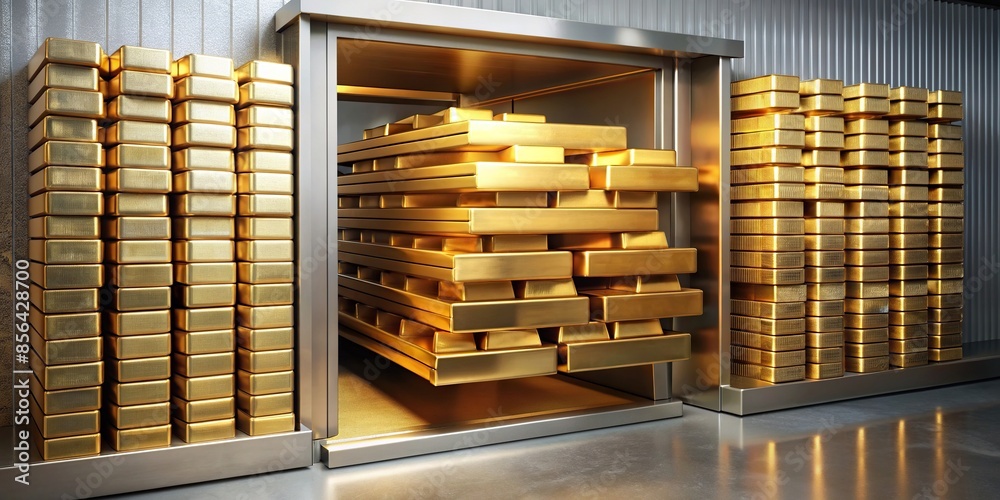 Stacked gold bars in a safe deposit box , Gold, Bullion, Bars, Wealth ...