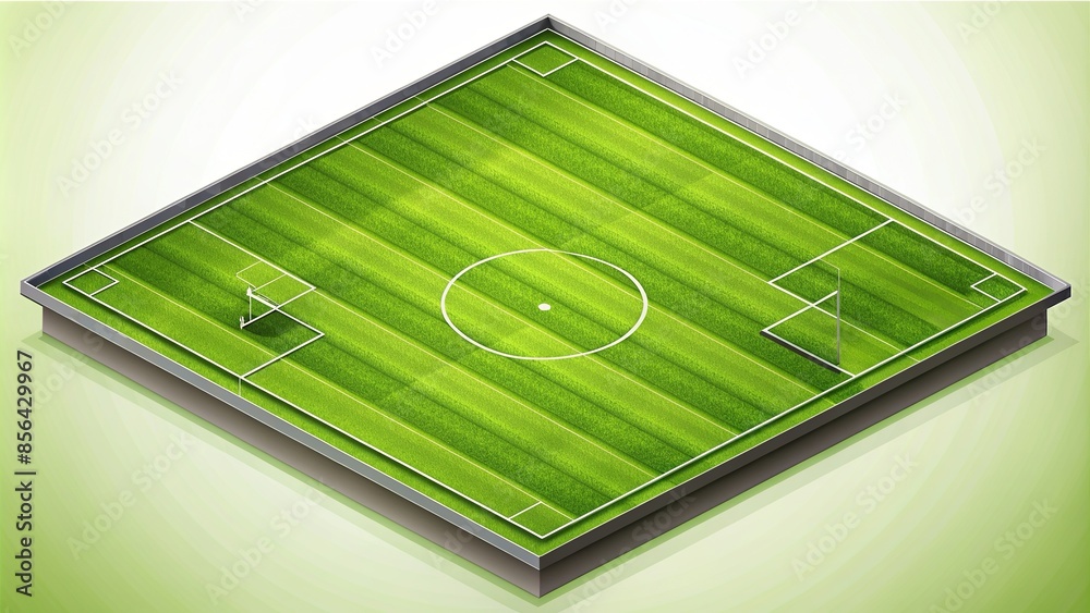 High-detail isometric football pitch with shadows and textures , sports ...