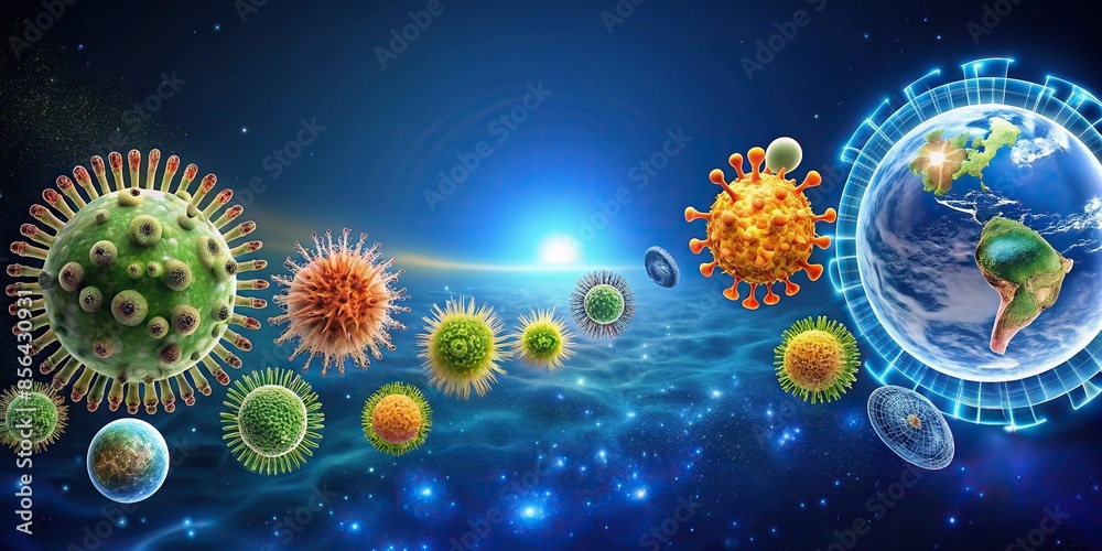 showing the evolution of life on Earth from single-celled organisms to ...