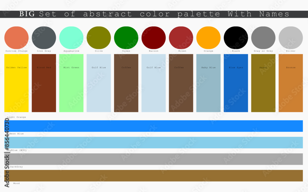 Big Set of abstract color palette with Names Stock Vector | Adobe Stock