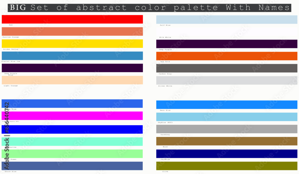 Big Set of abstract color palette with Names Stock Vector | Adobe Stock