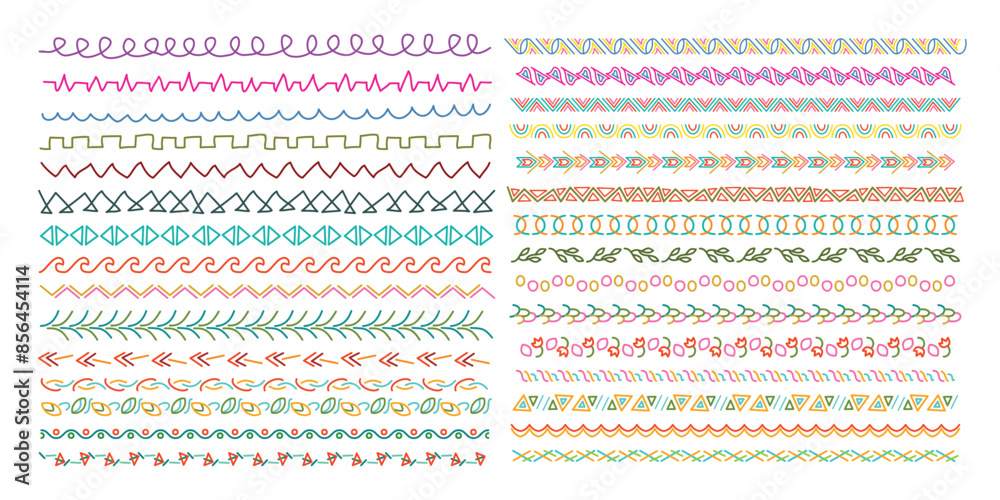 Set of doodle hand drawn dividers banner collection, Hand drawn borders ...