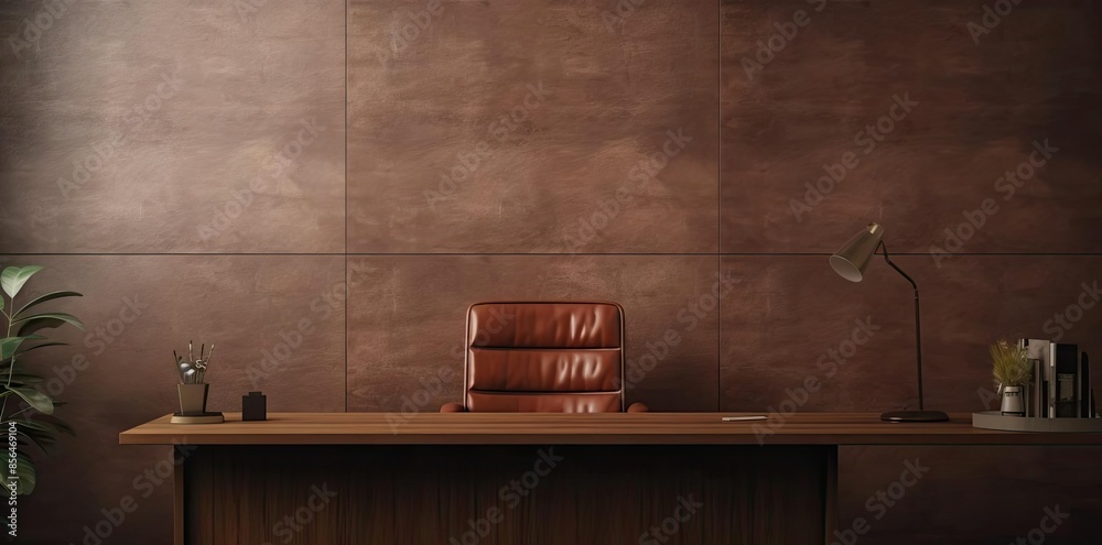 zoom office backgrounds featuring a green plant, brown leather chair ...