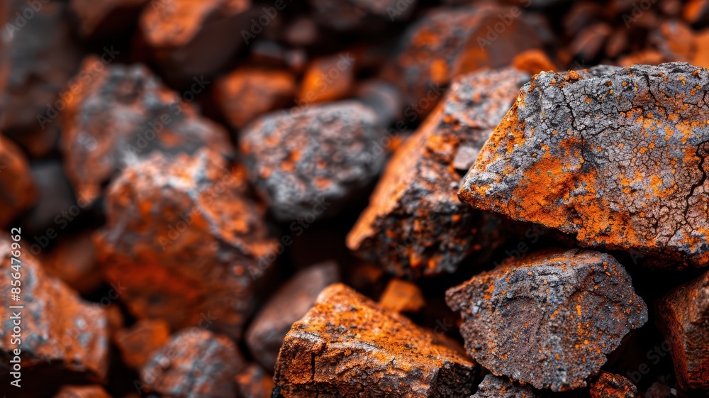 Bauxite ore close-up, mining industry, raw texture, natural light ...