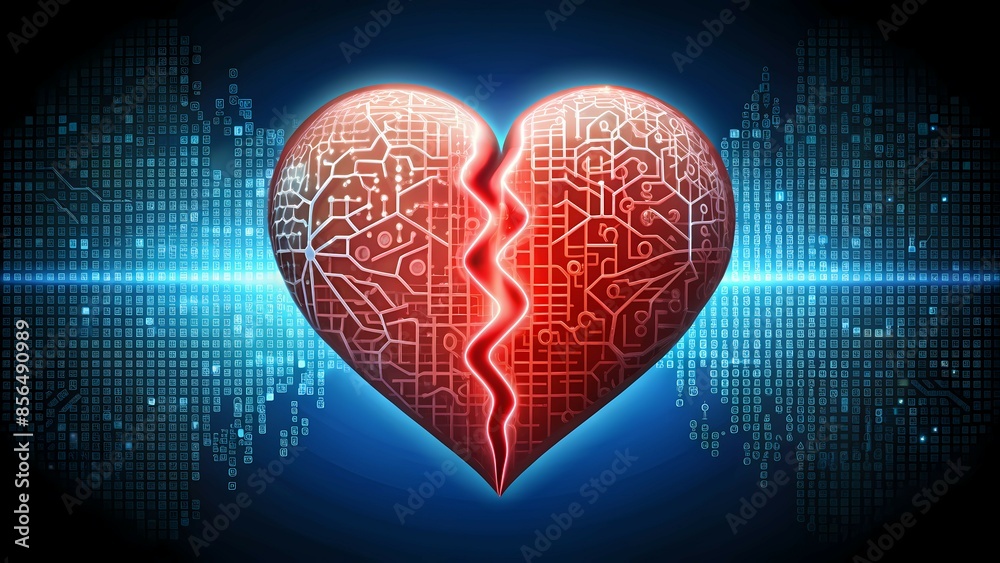 Can logic heal a broken heart? A fractured heart symbol reveals binary ...