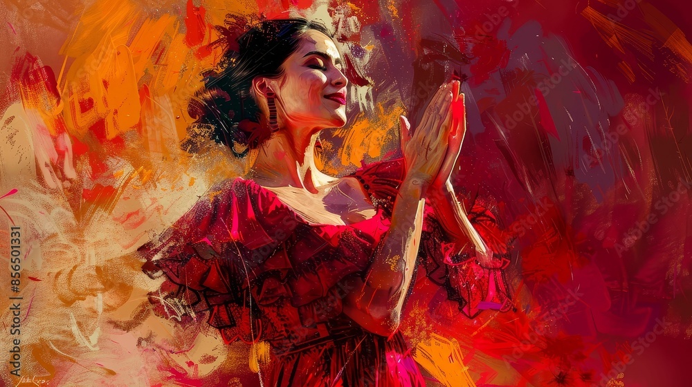 Spanish flamenco dancer clapping hands, intense and passionate, digital ...