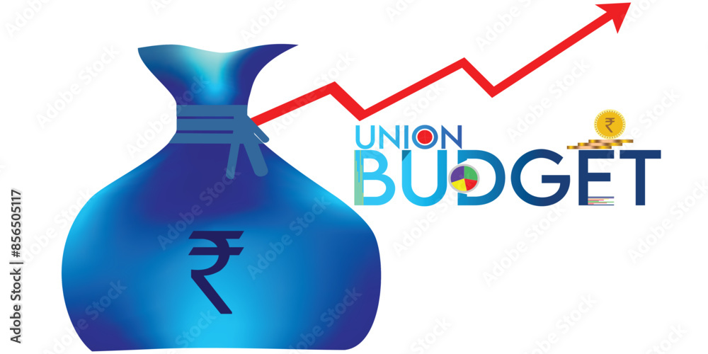 Indian Union Budget, India economy, finance icon, Indian rupee coin ...
