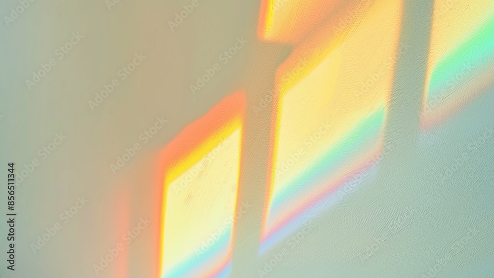Empty room with rainbow light refraction overlay with window shadow ...