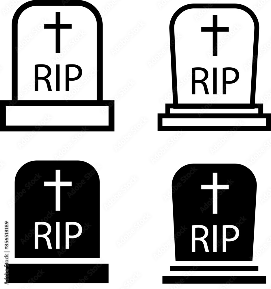 Rip grave vector icon. tombstone gravestone death rest in peace flat ...
