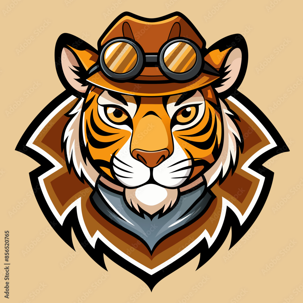 tiger logo design wearing cowboy hat Stock Vector | Adobe Stock
