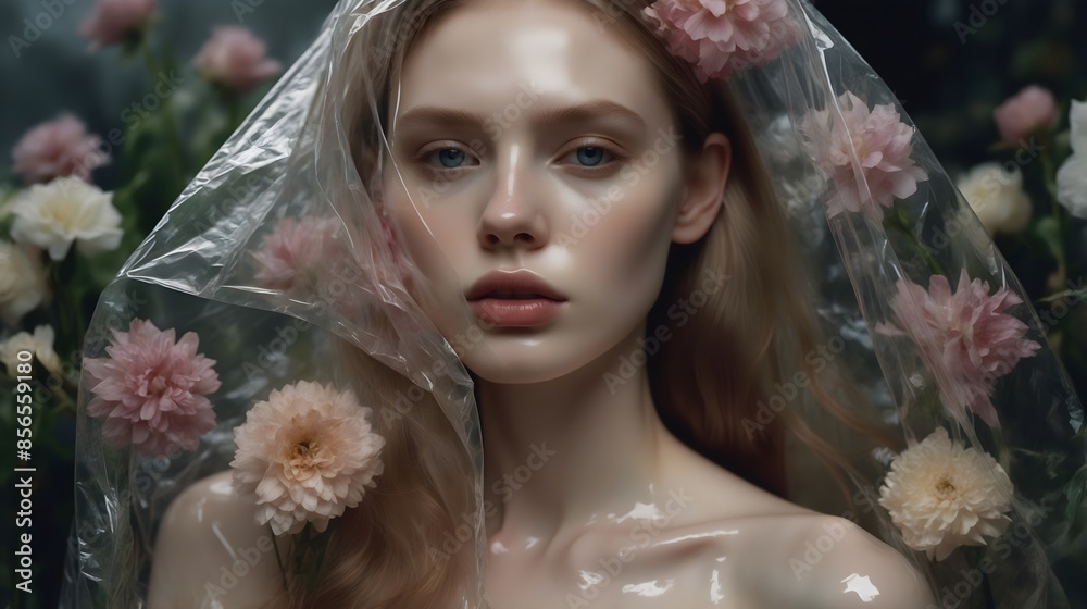 Hyper-realistic photo of a professional model with pale skin posing for ...