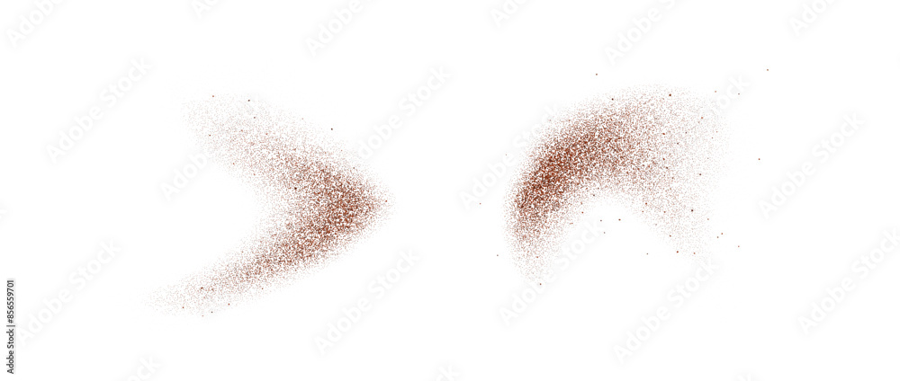 Coffee, cocoa or chocolate powder particles and speckles. Brown dust or ...