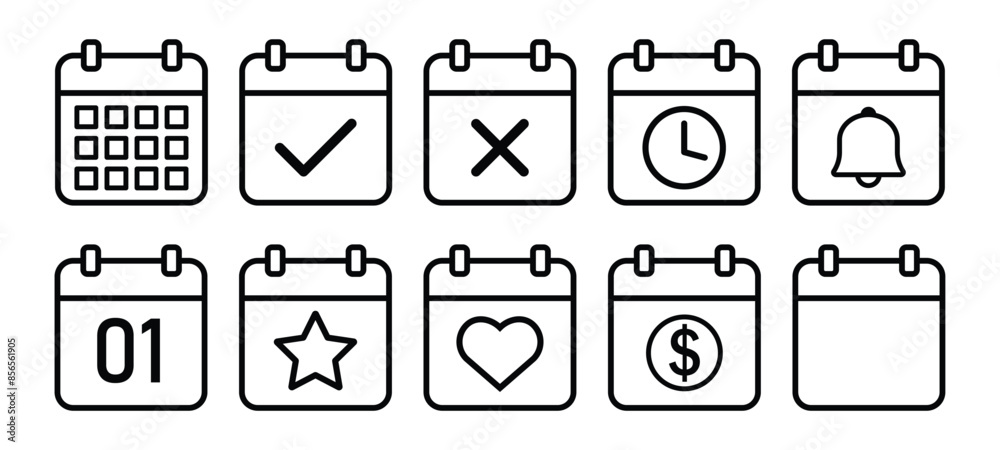 calendar icon set. calendar planner icons for app, website, ui. event ...