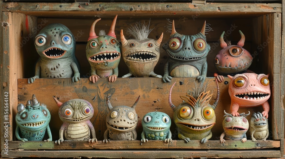 Magic box brimming with adorable monsters, each uniquely charming, raw ...
