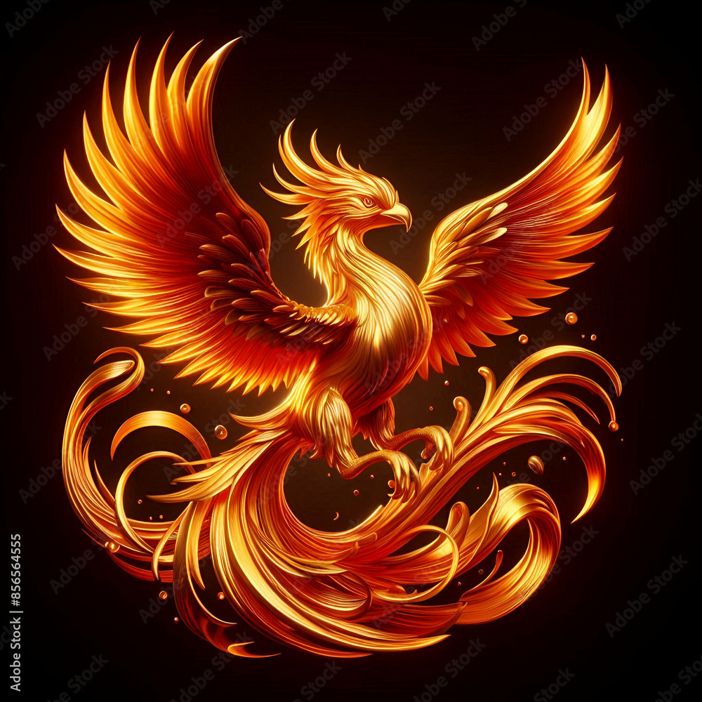 Animal 3D eagle Phoenix bird fire fantasy firebird abstract magic ...
