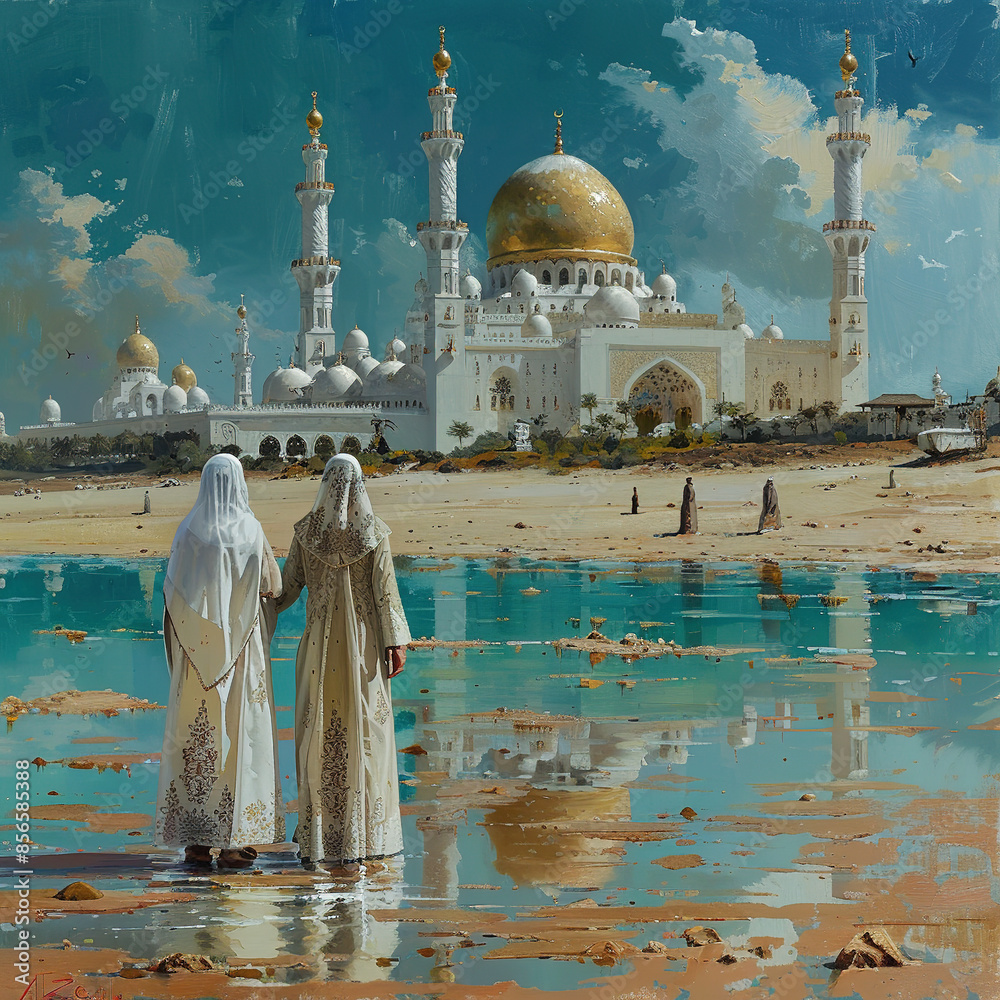 Artistic islamic background with painting style, classic style ...