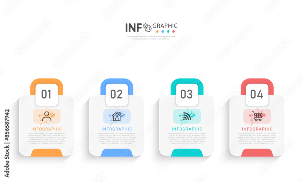 Infographic design 4 options or steps Used for process diagrams ...