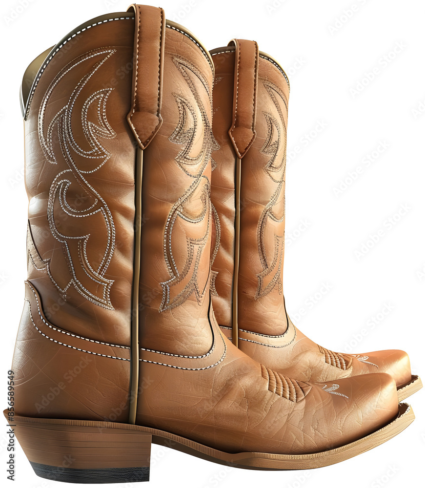 3D Cowboy Boot clipart, Western element, Leather texture Stock ...