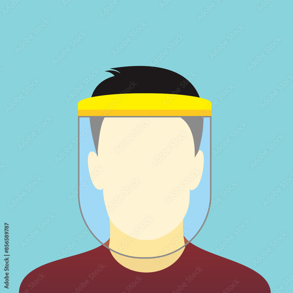 Man wear the face shield or cover vector illustration. Mandatory ...