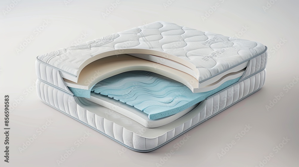 A cutaway view of a mattress showing its internal layers, including ...