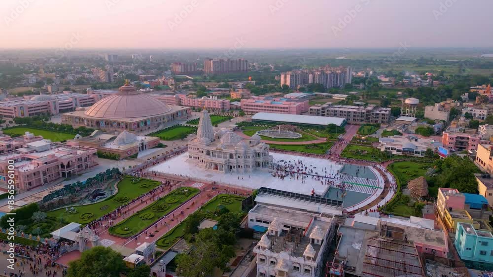 Prem Mandir Aerial View, Founded by Jagadguru Shri Kripalu Ji Maharaj ...