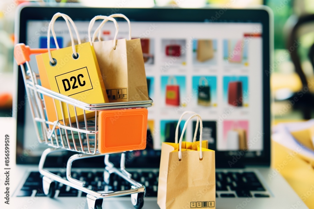 D2C or direct to consumer logistics concept. E-commerce. Illustration ...