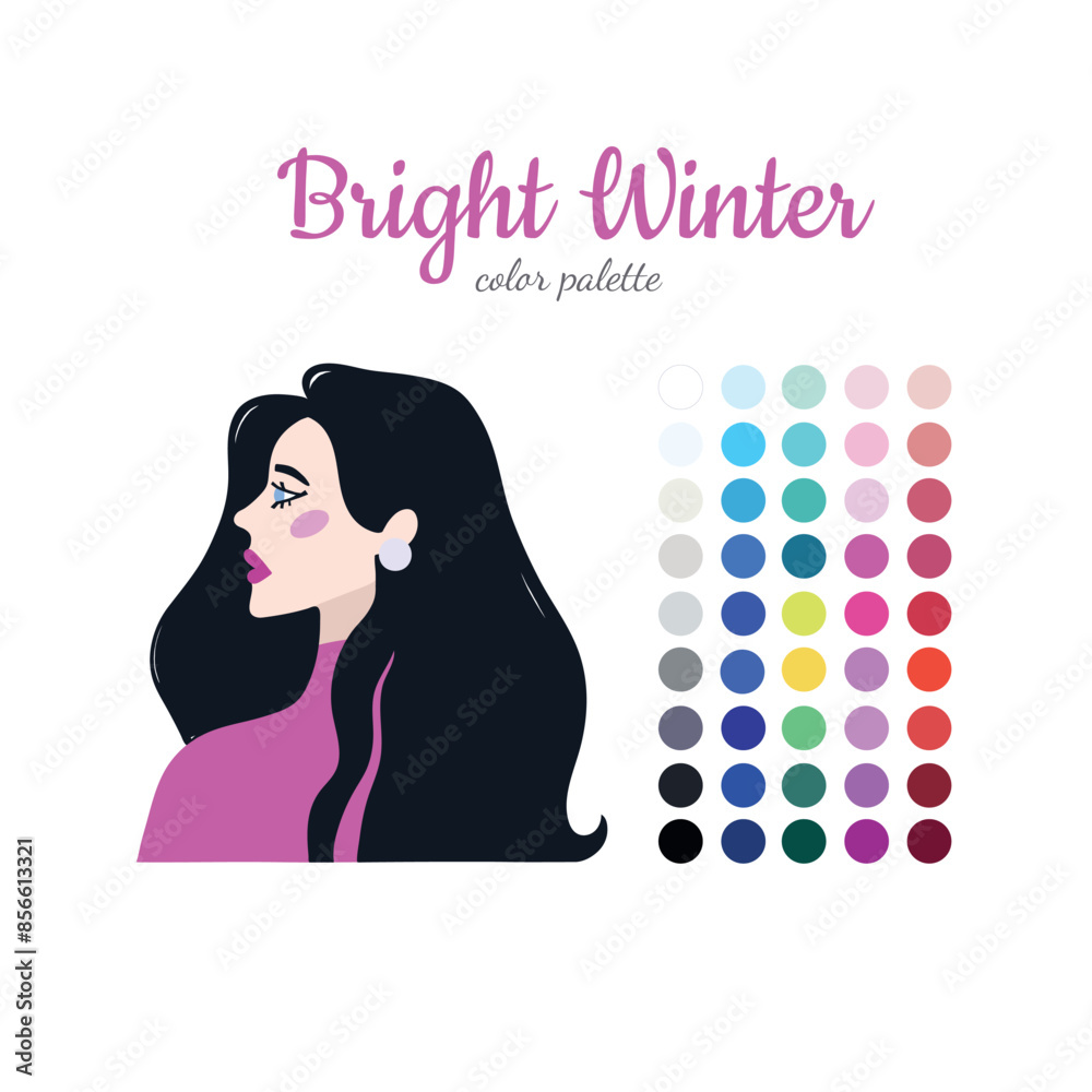Seasonal color analysis. Color guide for stylist, palette for type ...