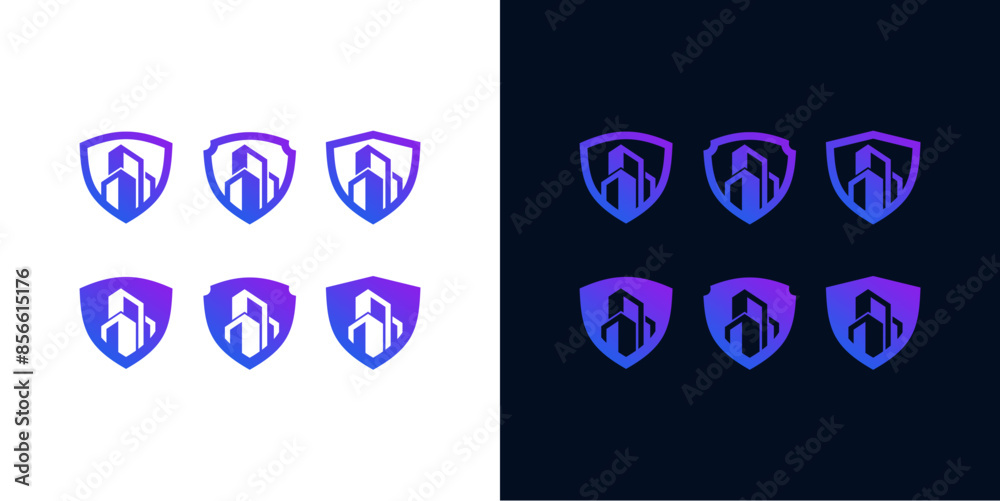 Amazing Vector security office building logo, made of shields and ...