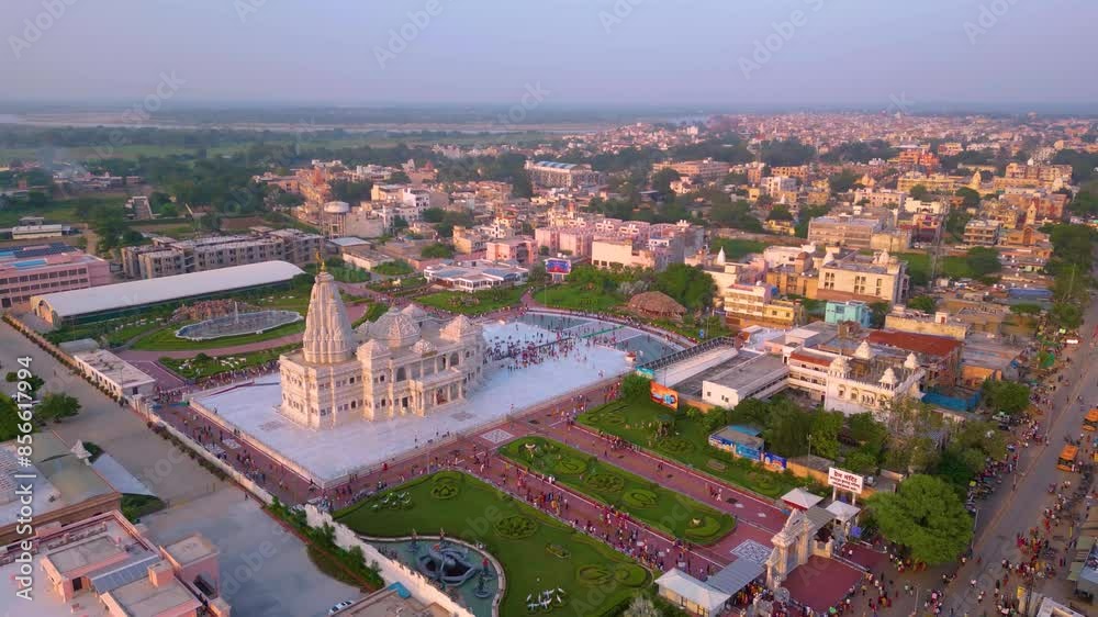 Prem Mandir Aerial View, Founded by Jagadguru Shri Kripalu Ji Maharaj ...