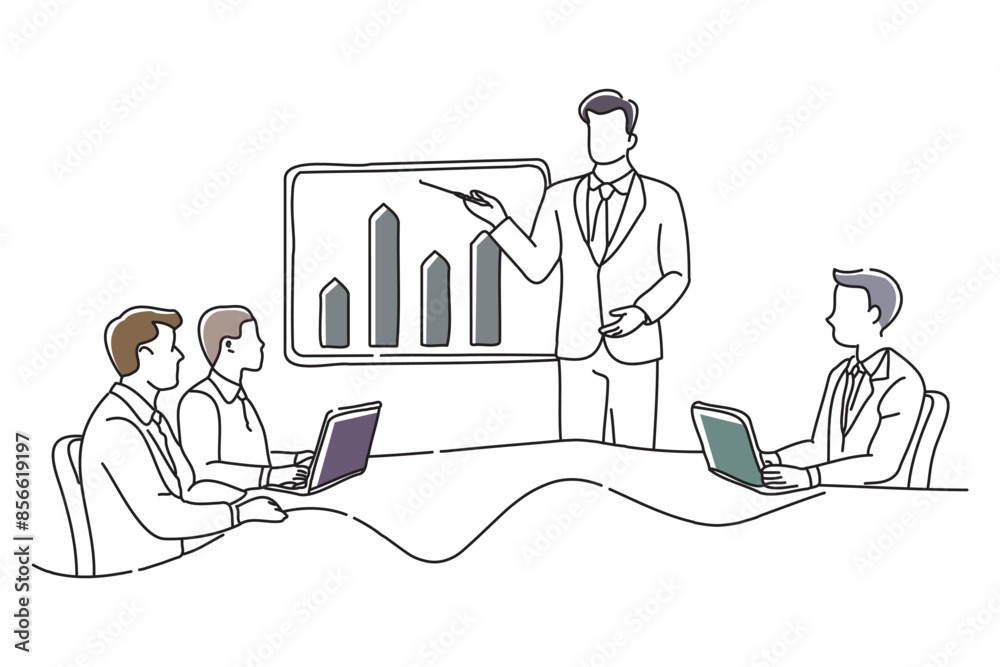 Conference Business Meeting Presentation CEO Businessman Shows Data to ...