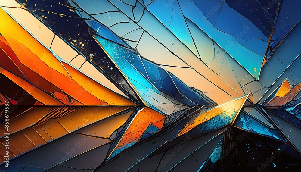 Damaged display with broken glass, dust and scratches. Color ...